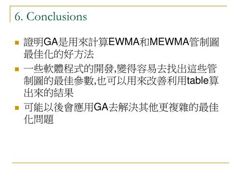 Ppt Optimization Of Ewma And Mewma Control Charts Using Genetic Algorithms 報告 吳志權 Powerpoint