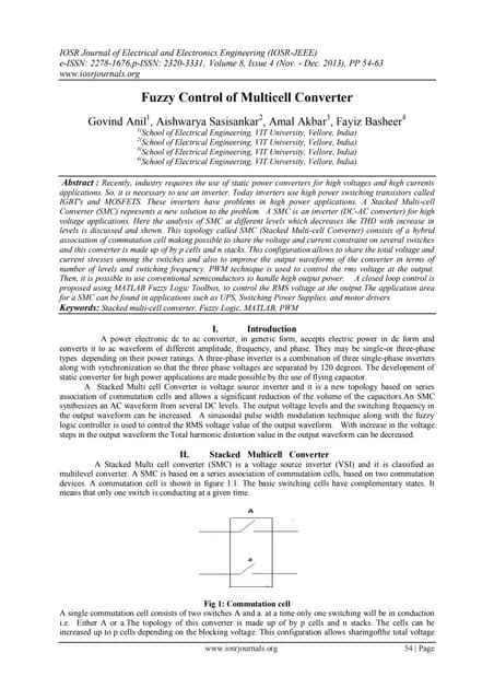 Fuzzy Control Of Multicell Converter Pdf