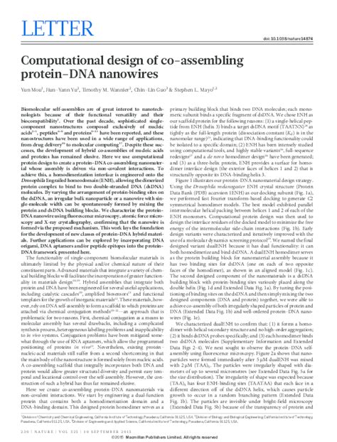 Pdf Computational Design Of Co Assembling Protein Dna Nanowires