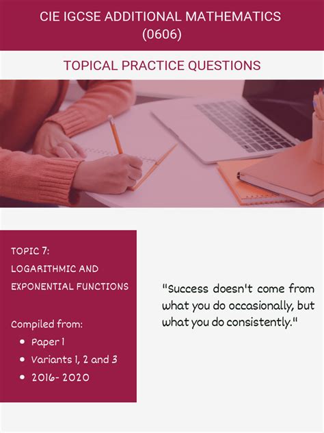 7 Cie Igcse Additional Mathematics Topical Past Paper Logarithmic And