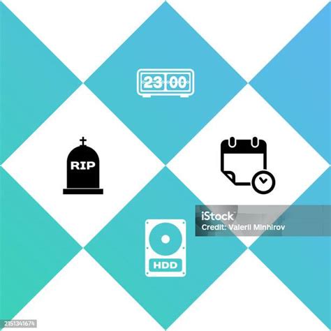 Rip 쓰기 하드 디스크 드라이브 Hdd 레트로 플립 시계 및 캘린더 및 아이콘으로 삭제 표시를 설정합니다 벡터 검은색에 대한
