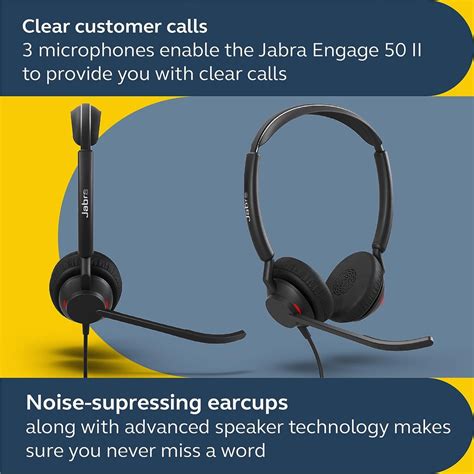 Jabra Engage II UC Wired Stereo Headset USB C Or USB C A Noise Cancelling Mic Technology