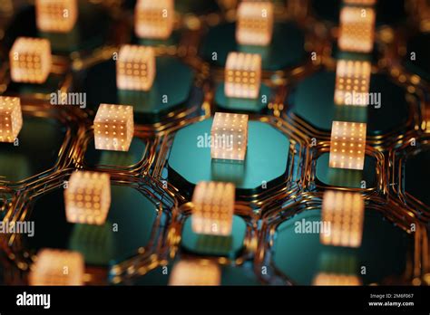 Data Center Concept Blockchain Technology The Concept Of A Quantum Computer Abstract