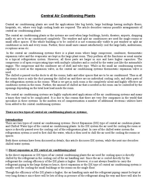 Central Air Conditioning System Pdf Air Conditioning Duct Flow