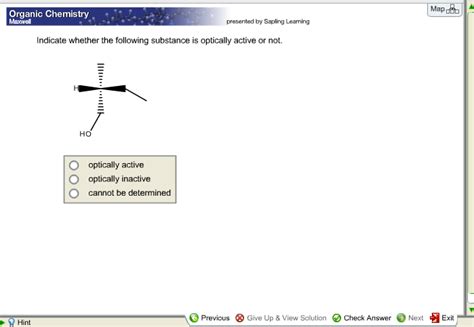 solved indicate whether the following substance is optically