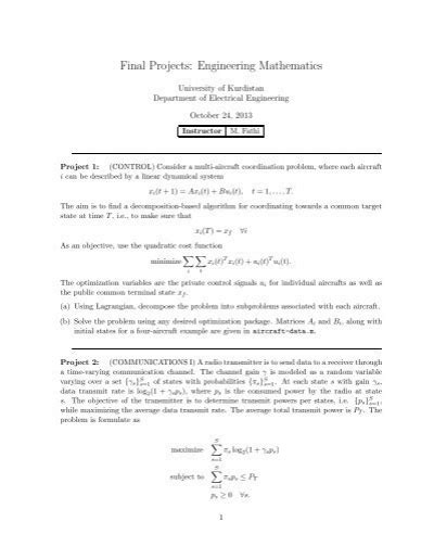 Final Projects Engineering Mathematics