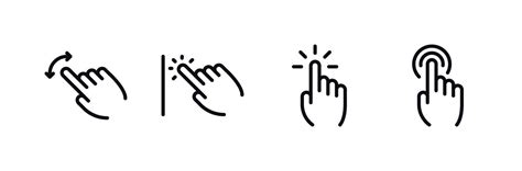 Touchscreen Hand Gestures Icon Set Interactive Mobile Commands Vector Art At Vecteezy