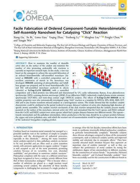 Pdf Facile Fabrication Of Ordered Component Tunable Heterobimetallic Self Assembly Nanosheet