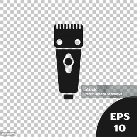 투명 한 배경에 격리 된 검은 전기 헤어 클리퍼 또는 면도기 아이콘입니다 이발소 기호입니다 벡터 일러스트레이션 0명에 대한 스톡