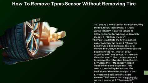 How To Remove Tpms Sensor Without Removing Tire A Comprehensive Guide Sensor Wiki