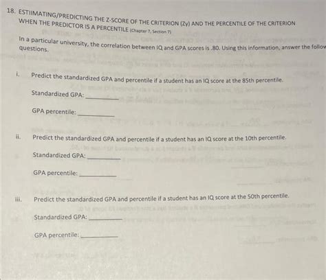 Solved 8 Estiimatingpredicting The Z Score Of The