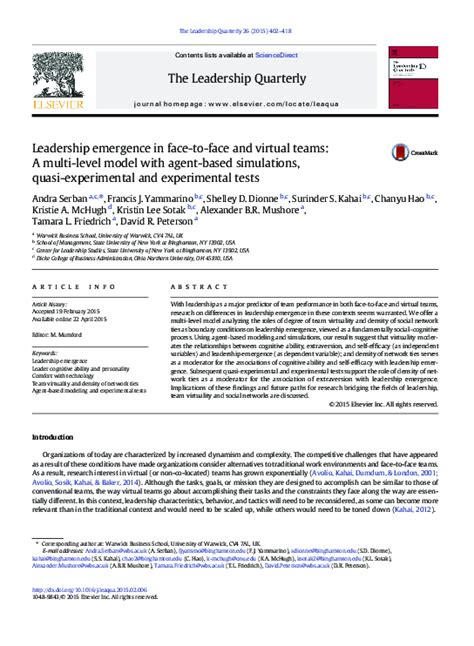 Pdf Leadership Emergence In Face To Face And Virtual Teams A Multi