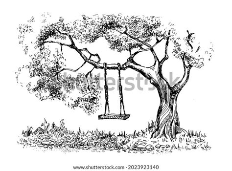 Rural Landscape Tree Vector Sketch Illustration Stock Vector Royalty Free 2023923140