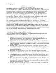 Microscope Parts LAB Docx Dr George Agak LAB Microscopy Parts Overview Having Been