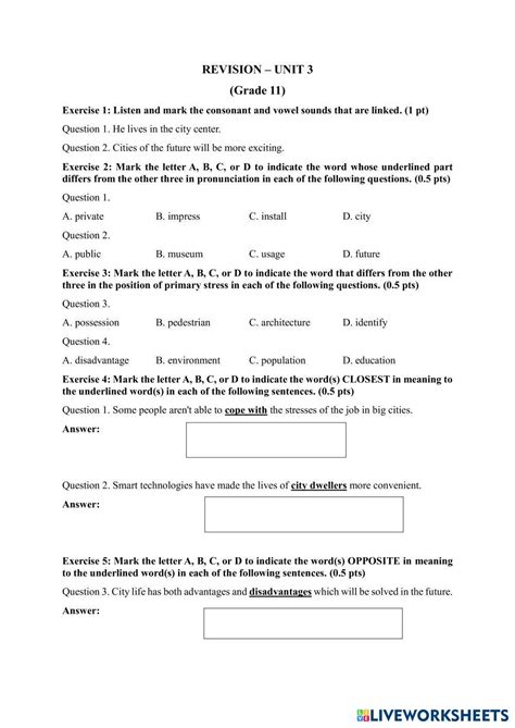 REVISION - UNIT 3 2535 | Mai Phuong | Live Worksheets