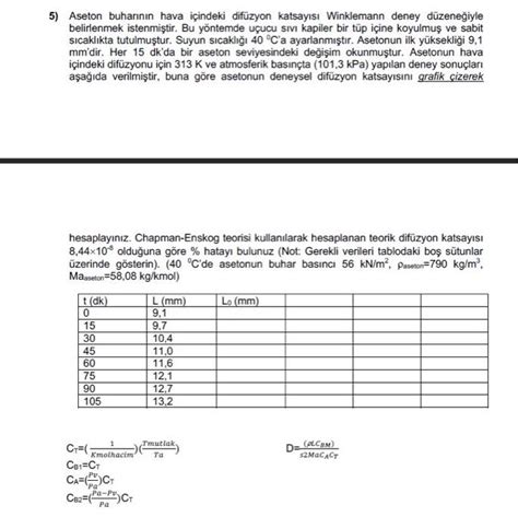 The Diffusion Coefficient Of Acetone Vapor In Air Was Chegg Com