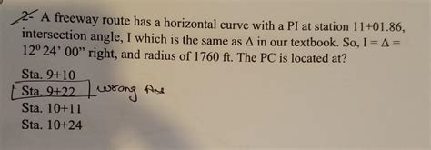 Solved A Freeway Route Has A Horizontal Curve With A PI Chegg