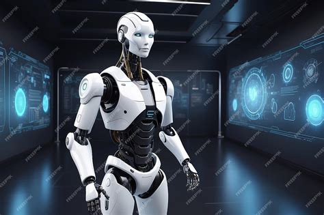 3d rendering robot learning or machine learning with education hud