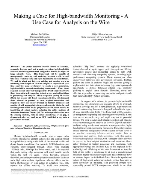 Pdf Making A Case For High Bandwidth Monitoring A Use Case For Analysis On The Wire