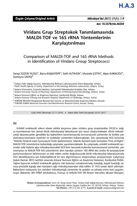 Pdf Comparison Of Maldi Tof And 16s Rrna Methods In Identification Of