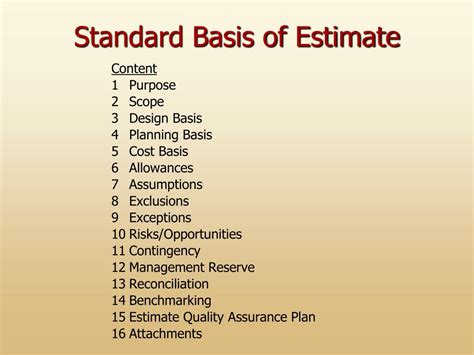 Basis Of Estimate Template