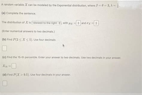 Solved A Random Variable X Can Be Modeled By The Exponential