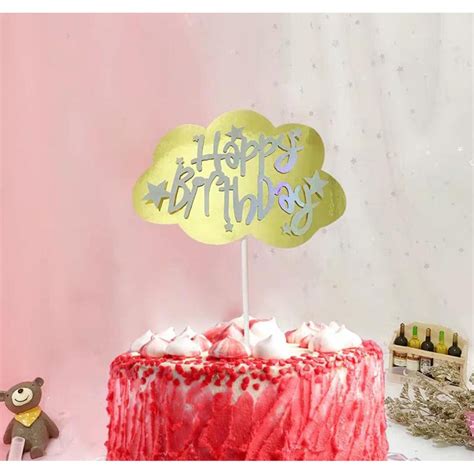 Jual Cake Topper Happy Birthday Bentuk Awan 02 Hiasan Kue Bentuk Awan