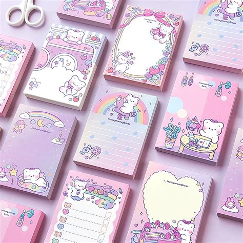 100pcs Cute Memo Pads Set Kawaii Notepads Set Japanese Memo Etsy