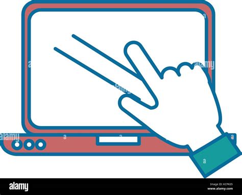 Laptop Computer With Hand User Touching Stock Vector Image Art Alamy