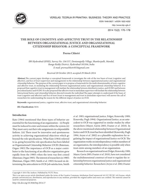 Pdf The Role Of Cognitive And Affective Trust In The Relationship