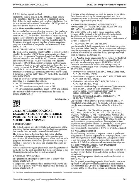 2 6 13 Microbiological Examination Of Non Sterile Products Test For Specified Micro Organisms