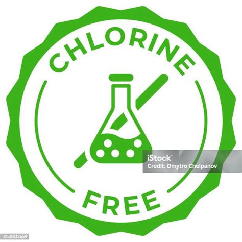 염소 무료 라벨 벡터 아이콘 그림입니다 염소가 없는 녹색 로고 기호 배지 태그 또는 엠블럼이 분리되어 있습니다 염화물 스탬프 씰