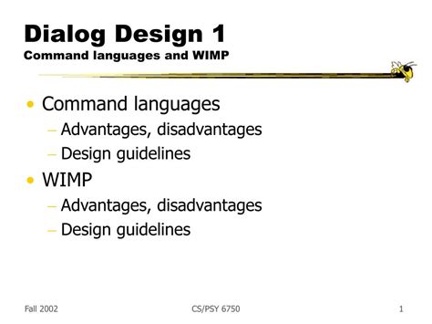 Ppt Dialog Design 1 Command Languages And Wimp Powerpoint