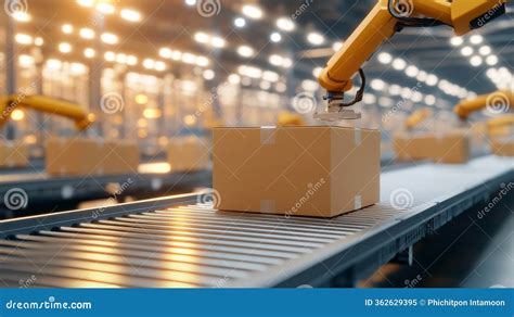 Cargo Management Warehouse Software Ai Powered Robotic Arms Sorting Goods On Conveyor Belts In