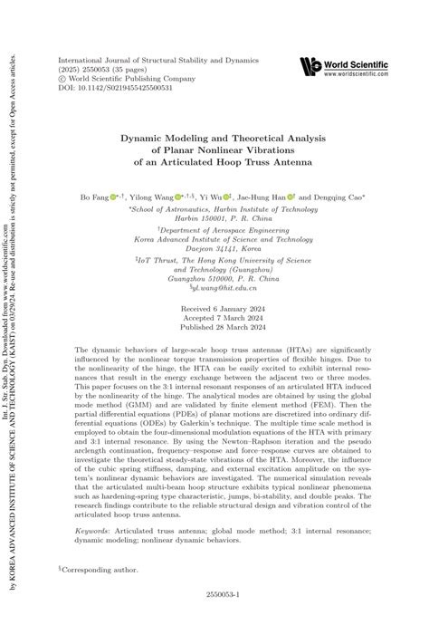 Pdf Dynamic Modeling And Theoretical Analysis Of Planar Nonlinear