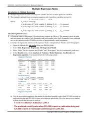 Multiple Regression Notes With Answers Pdf QTM Quantitative Methods For Business