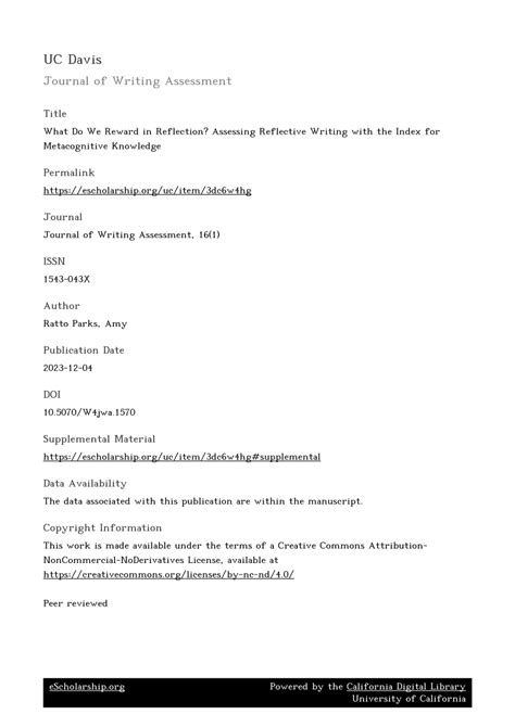 Pdf What Do We Reward In Reflection Assessing Reflective Writing With The Index For