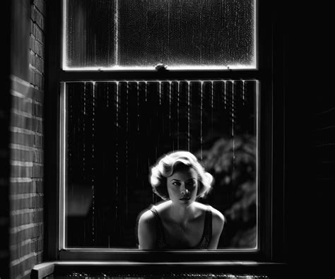 Скачать обои взгляд стекло девушка капли свет ночь дом темнота раздел ии арт в