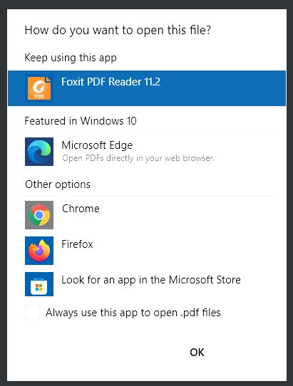 open in another app does not respect system default pdf file