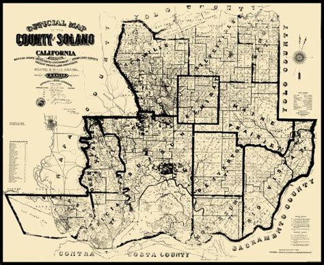 Historic County Map Solano County California Eager 1890 Vintage