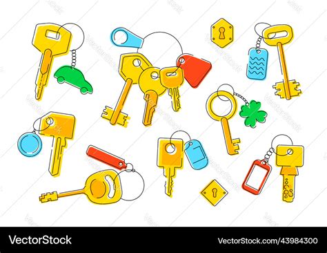 Intercom Keys And Keyholes Line Design Style Vector Image