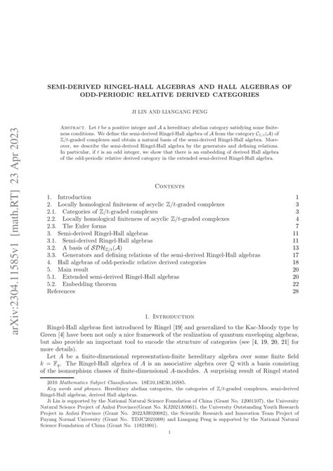 Pdf Semi Derived Ringel Hall Algebras And Hall Algebras Of Odd Periodic Relative Derived