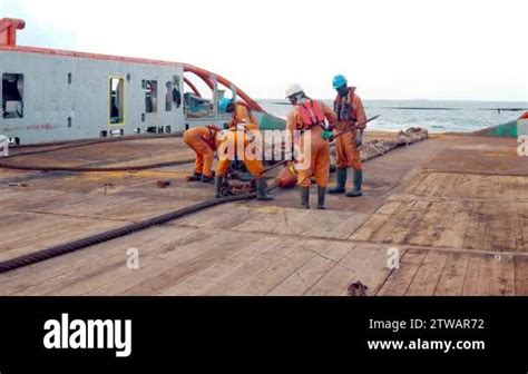 Anchor Handling Tug Supply AHTS Vessel Crew Preparing Vessel Stock Video Footage Alamy