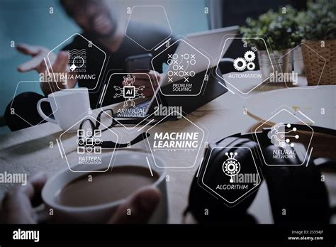 Machine Learning Technology Diagram With Artificial Intelligence Ai Neural Network Automation