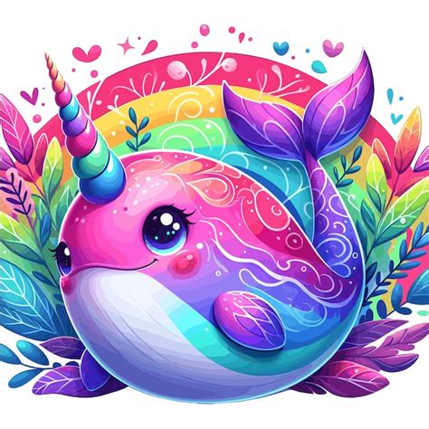 귀여운 나르 물고기 터 만화 일러스트레이션 프리미엄 Ai 생성 벡터