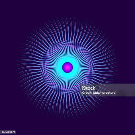 화려한 추상 눈 홍채 또는 빛나는 물결 모양의 선과 불꽃이 있는 마법의 포털 인공지능에 대한 스톡 벡터 아트 및 기타 이미지 인공지능 눈 신체 부분 홍채 Istock