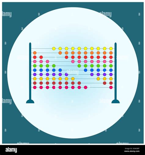 Mathematical Abacus Symbol With Colored Balls In A Blue Square Frame