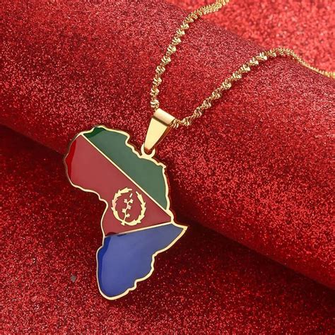 Eritrea Flag Map Necklace Flag Nation