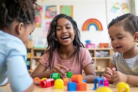 Premium Photo | Childcare worker creating a nurturing environment for ...