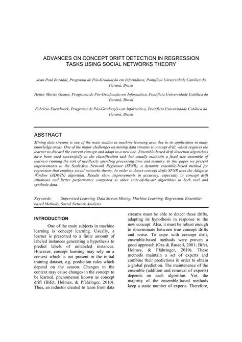 Pdf Advances On Concept Drift Detection In Regression Tasks Using